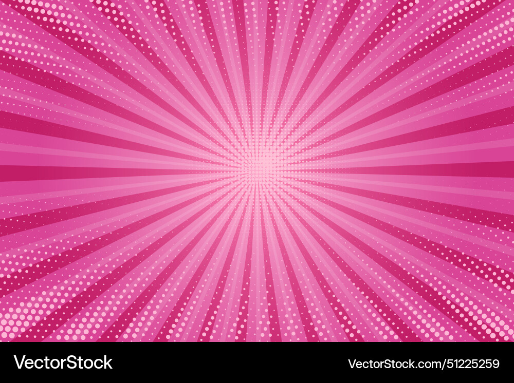 Pink comic background cartoon pop art burst rays Vector Image