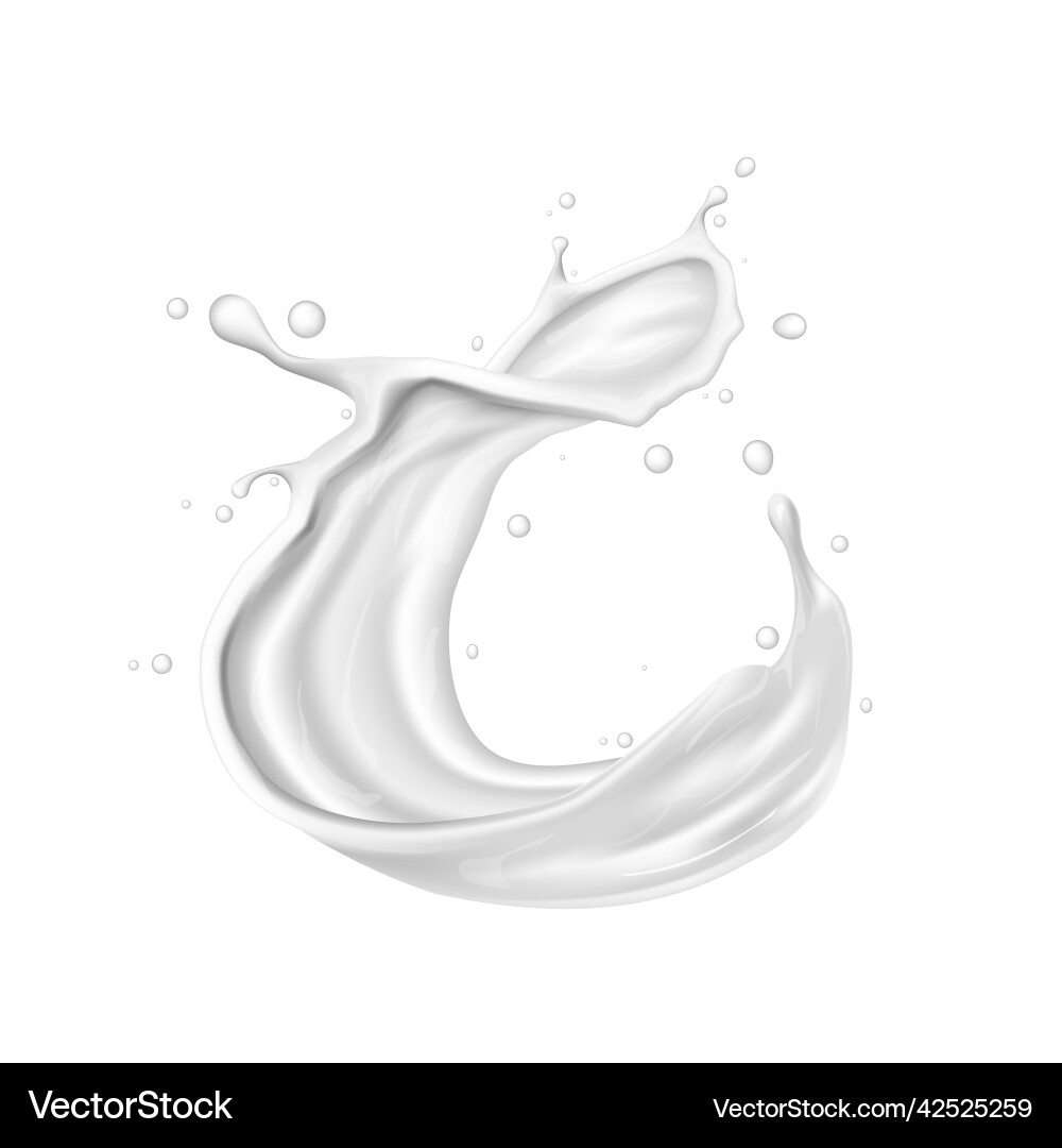 Realistic round milk splash isolated on white Vector Image