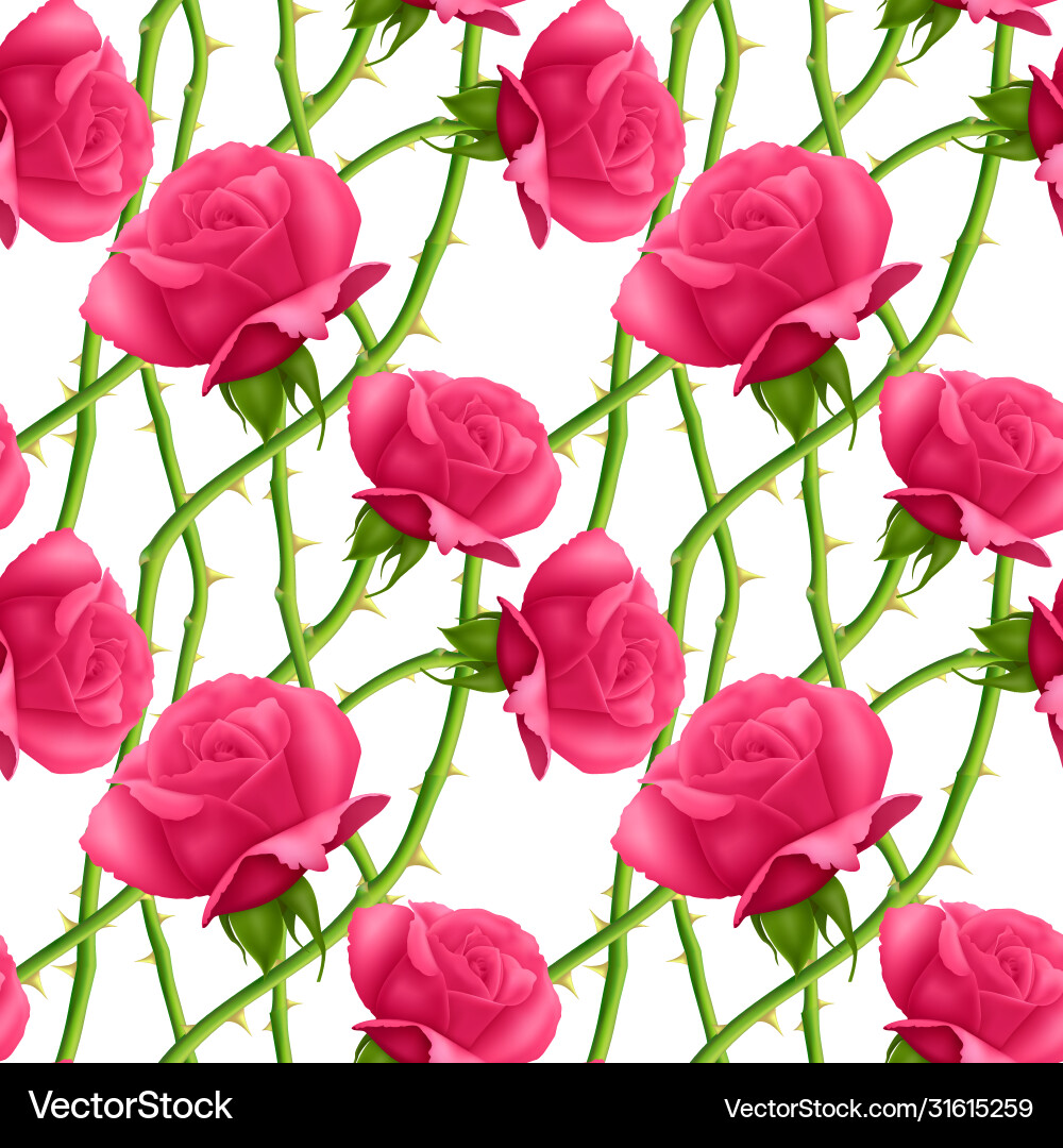Roses & Thorns Seamless Pattern Royalty Free Vector