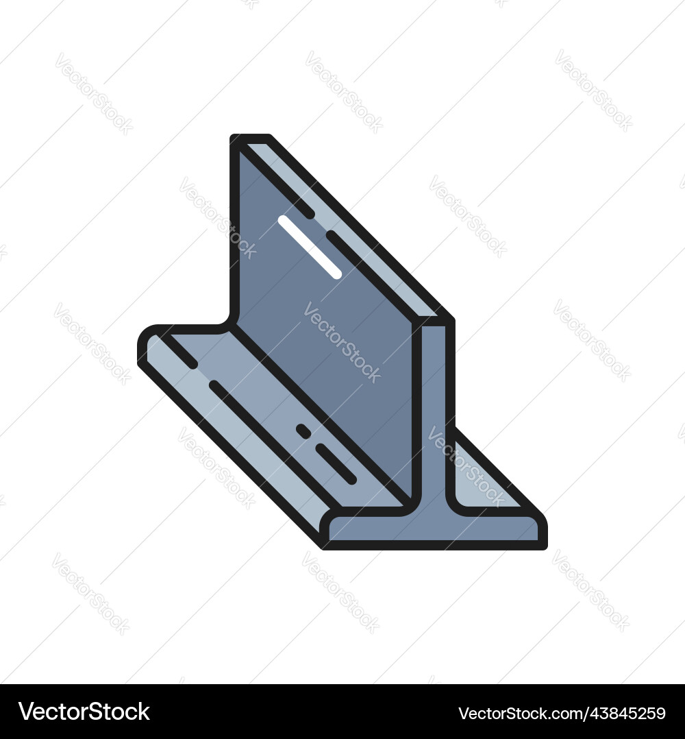 T shape angle rail profile rolled metal product Vector Image