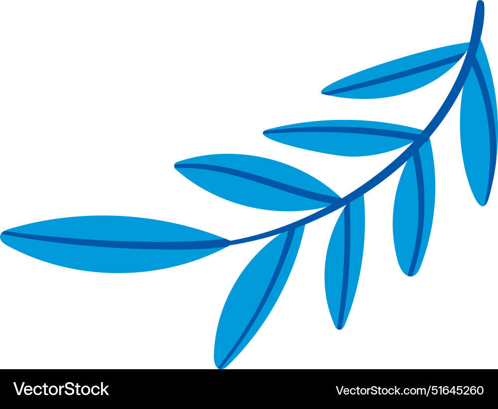 Blue abstract leaves hanging curved branch Vector Image