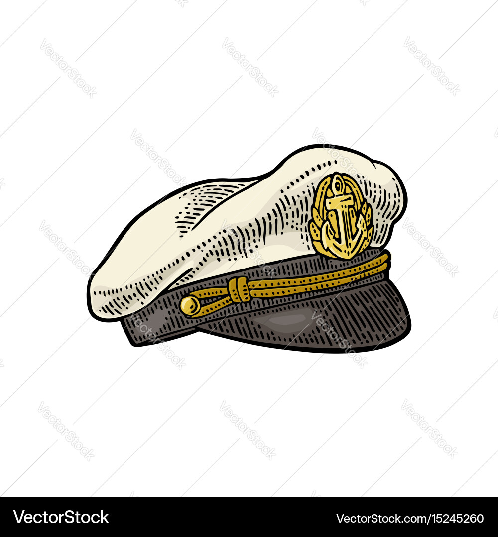 Captain hat on white background vintage Royalty Free Vector