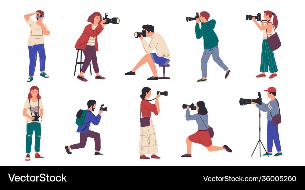 Cartoon Photographer Set Royalty Free Vector Image