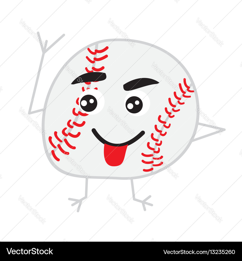 Cute baseball ball cartoon character Royalty Free Vector