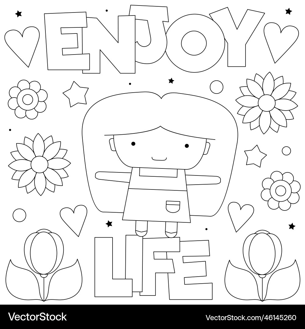 Enjoy life coloring page Royalty Free Vector Image