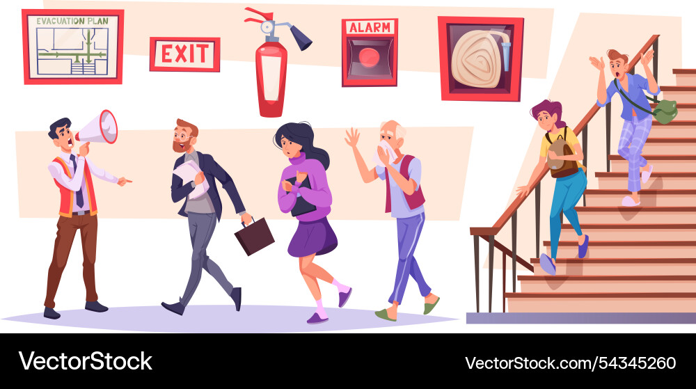 Evacuation people escape from fire buildings Vector Image