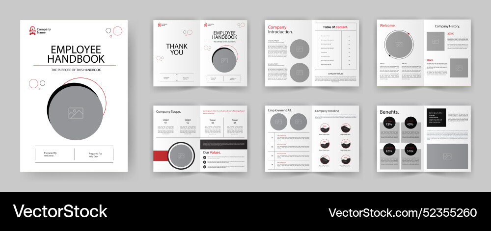 Hr employee handbook brochure template Royalty Free Vector