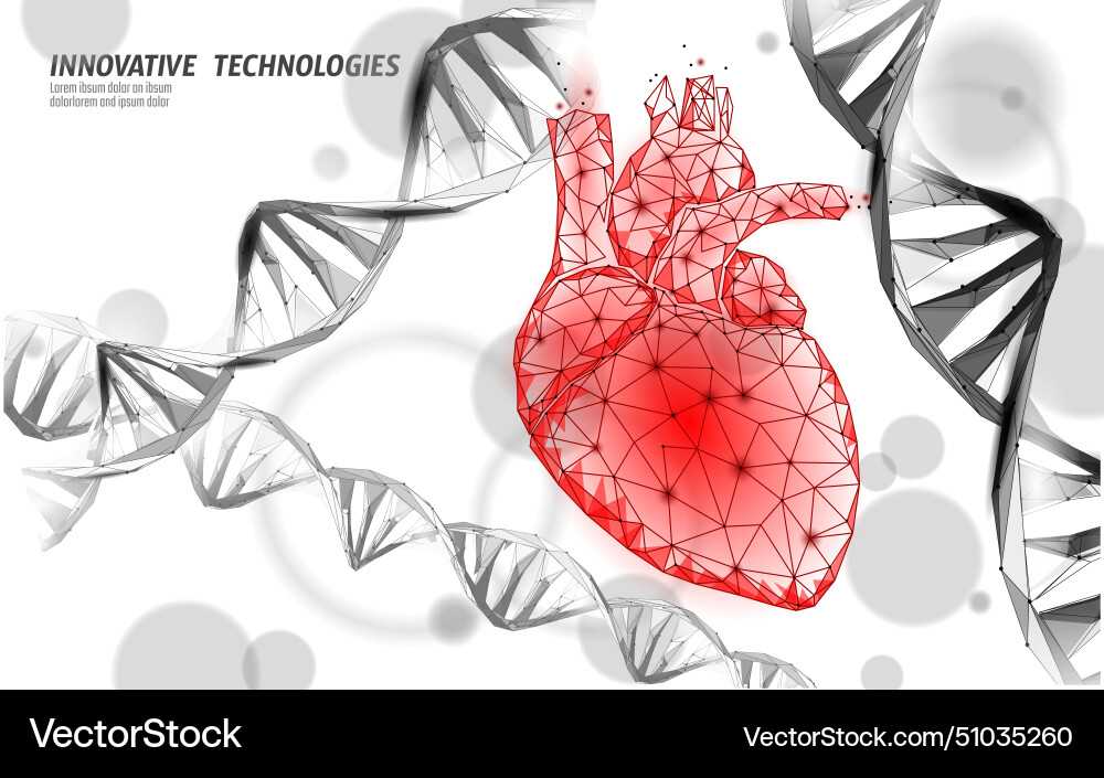 Human heart surrounded by dna molecules Royalty Free Vector