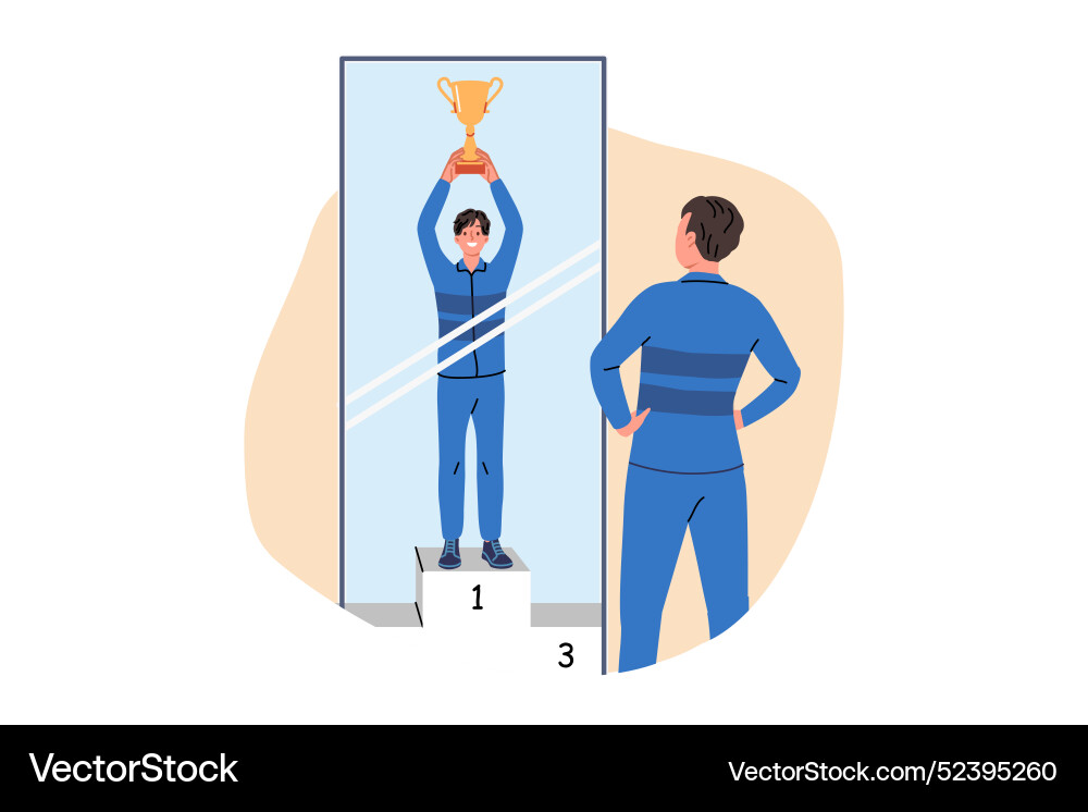 Man visualizes victory by standing in front Vector Image