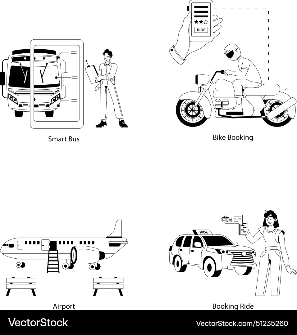 Set of transportation glyph Royalty Free Vector Image