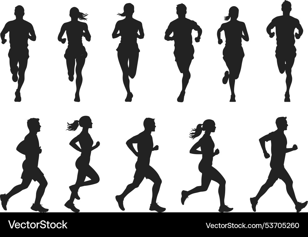 Sport Runner Silhouettes - Dynamic Set Royalty Free Vector