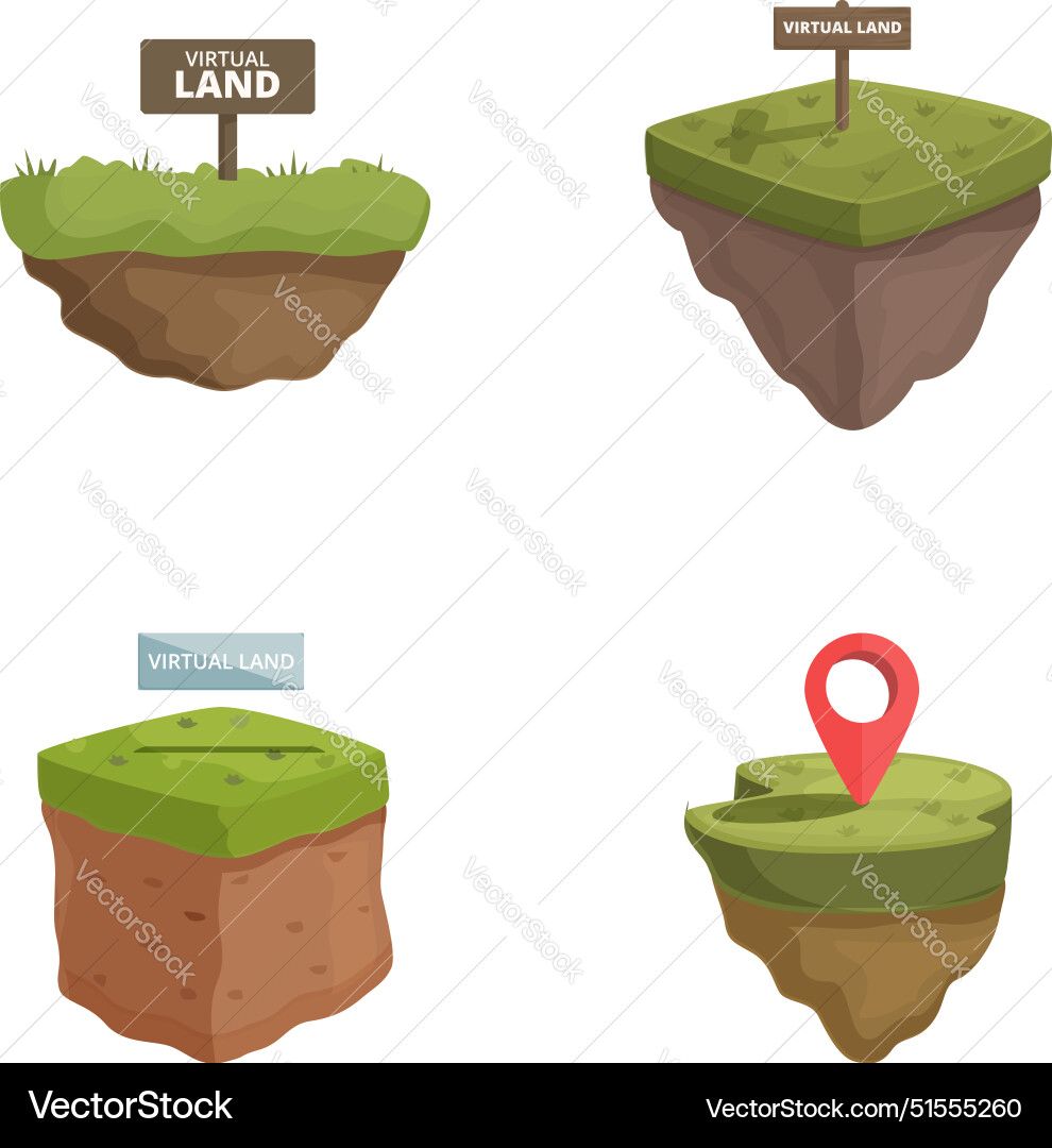 Virtual land icons set on white background Vector Image