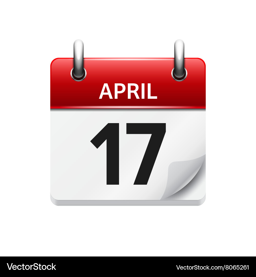 April 17 flat daily calendar icon date Royalty Free Vector