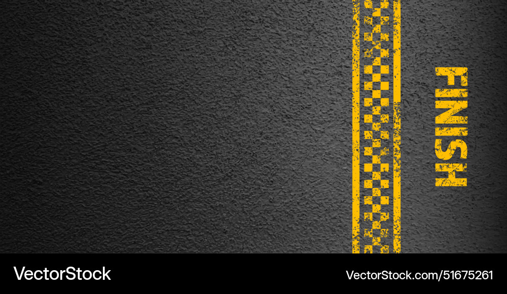 Asphalt road with yellow finish line marking Vector Image