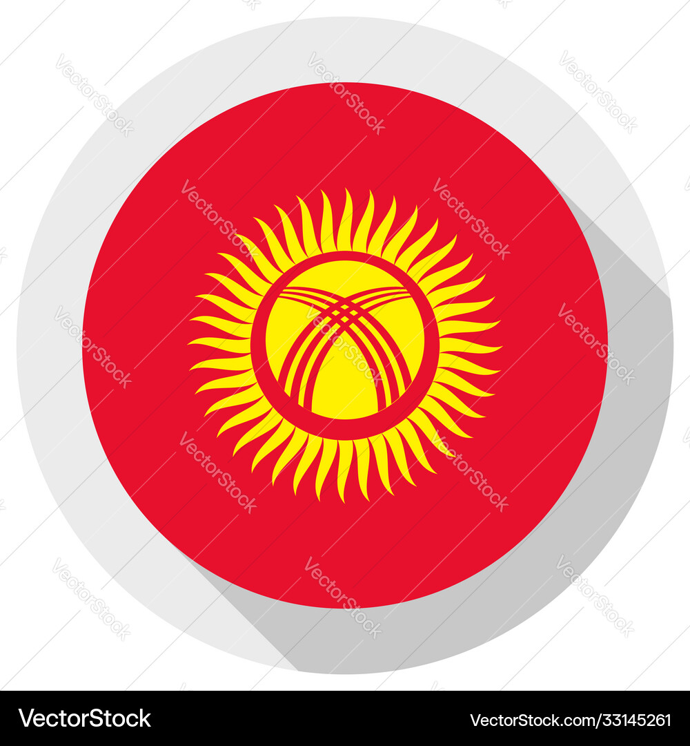 Flag kyrgyzstan round shape icon on white Vector Image