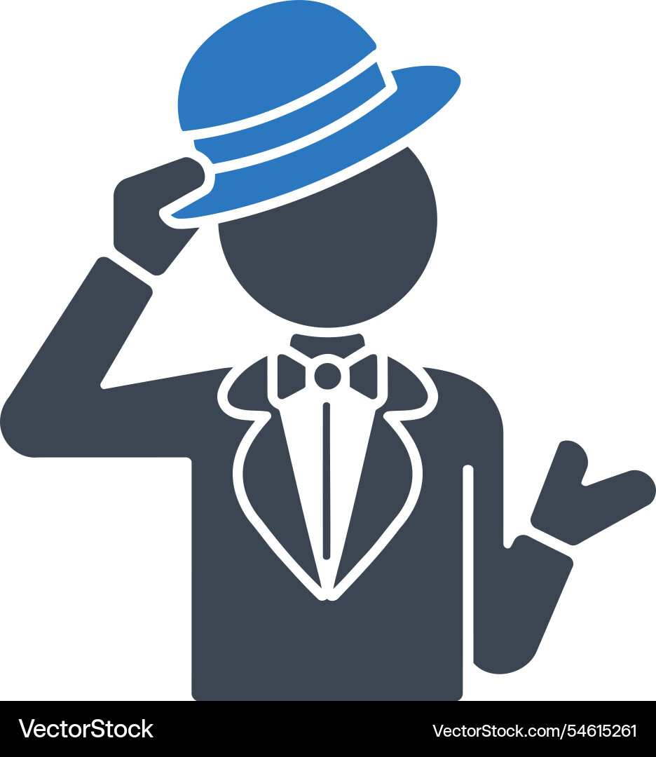 Gentleman tipping hat icon Royalty Free Vector Image