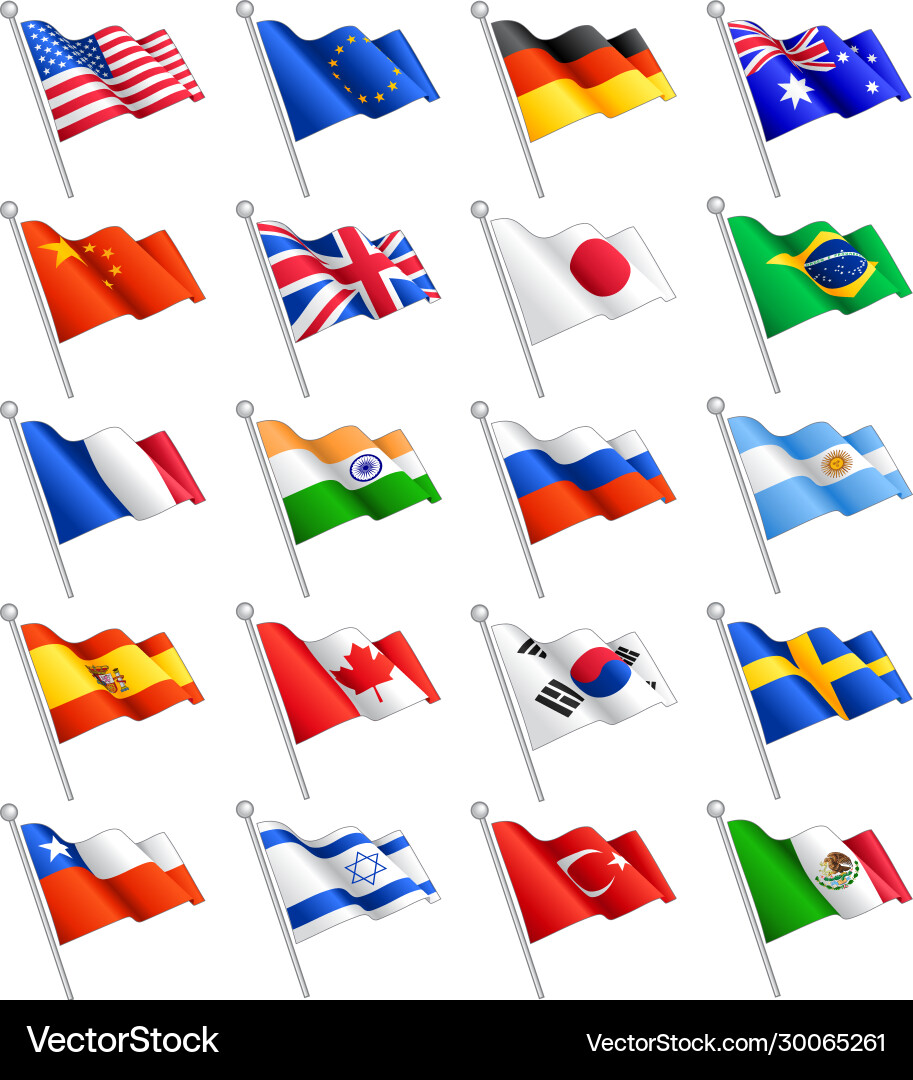 International flags set Royalty Free Vector Image