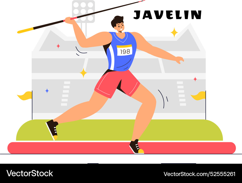 Javelin thrower athlete using a long spear shaped Vector Image
