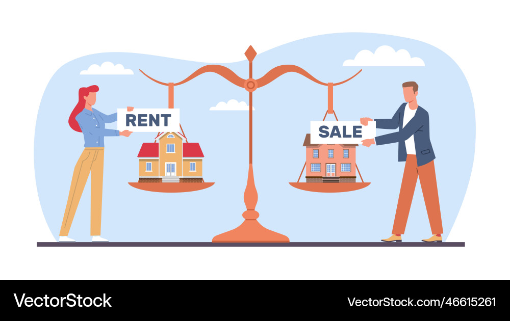 Man and woman choose between renting Royalty Free Vector