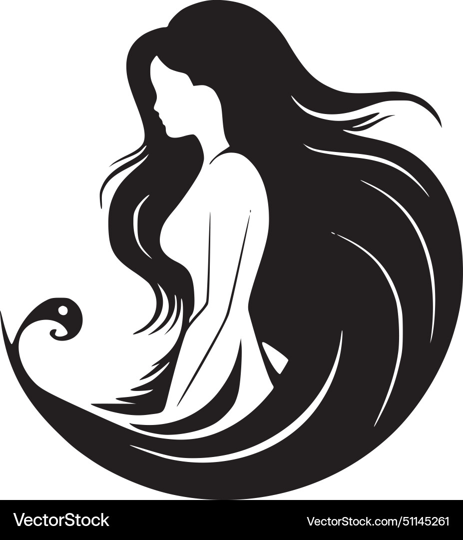 Mermaid - minimalist and simple silhouette Vector Image