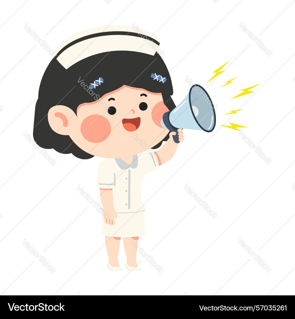 Nurse announcing with megaphone Royalty Free Vector Image