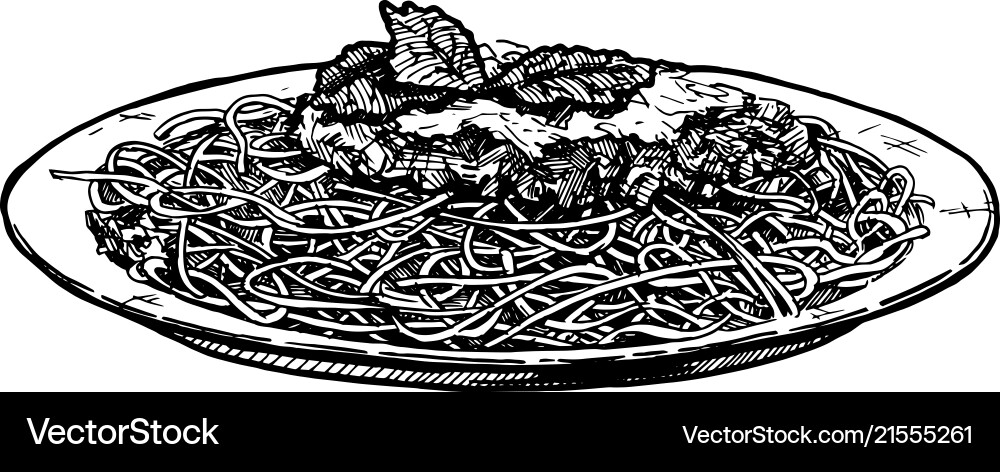 Spaghetti on plate Royalty Free Vector Image - VectorStock