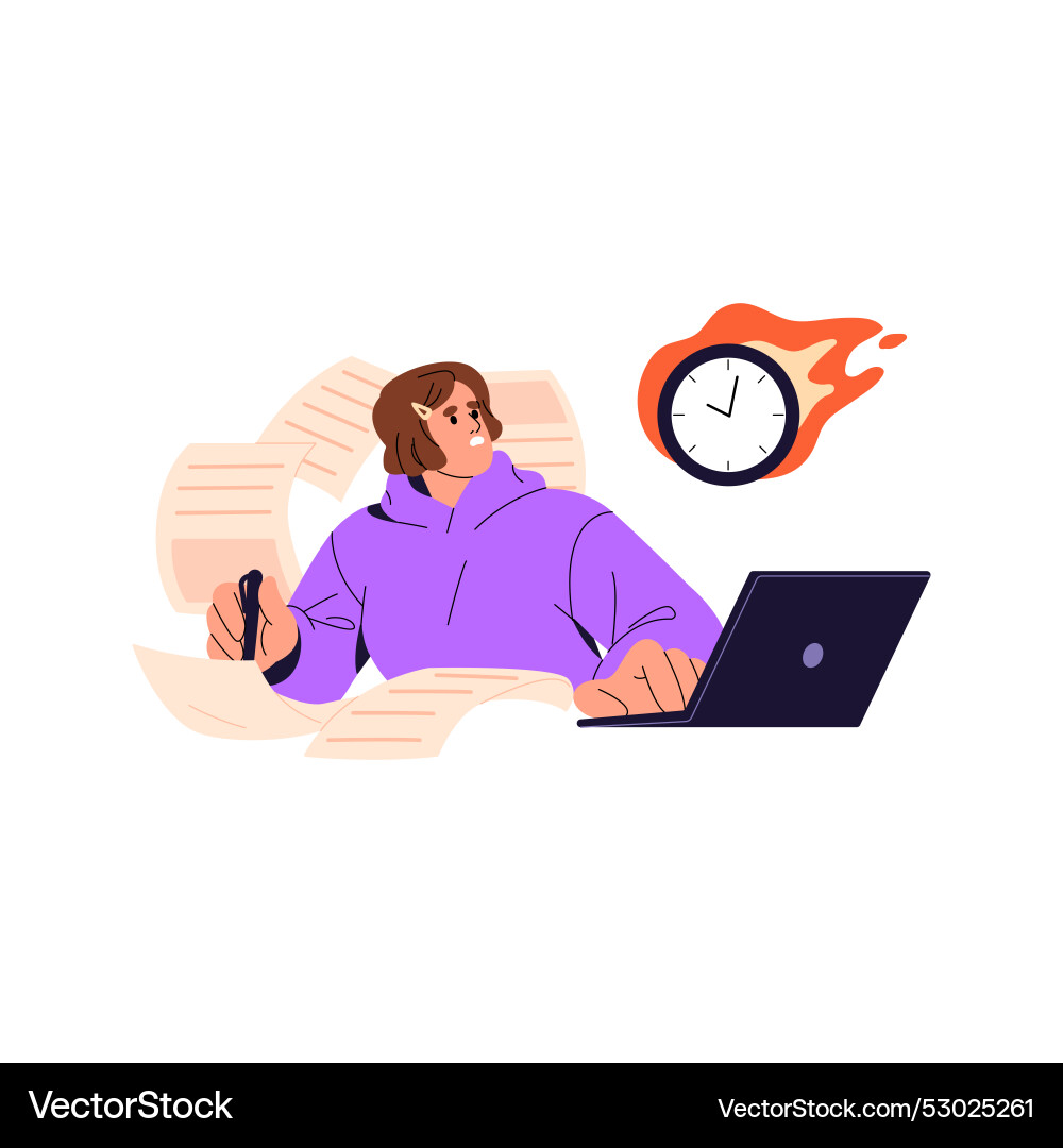 Stressed office worker missing deadline concept – Royalty-Free Vector ...