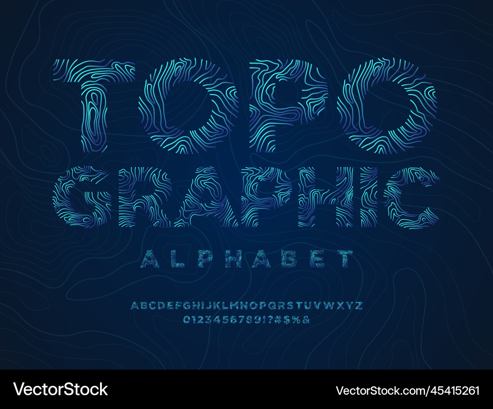 Topographic Line Alphabet Royalty Free Vector Image