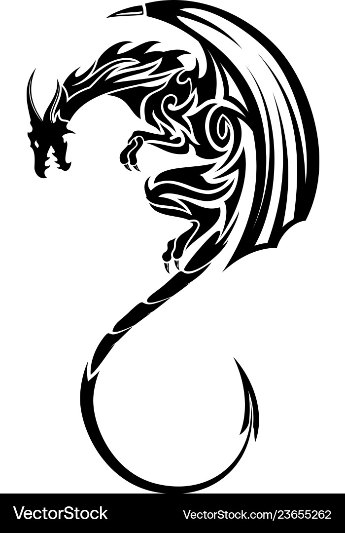 Black Winged Dragon Royalty Free Vector Image - VectorStock