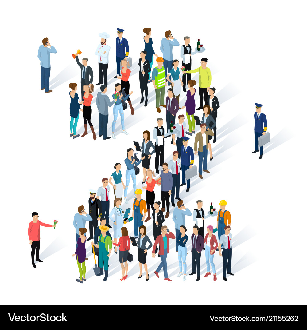Crowded isometric people numbers Royalty Free Vector Image