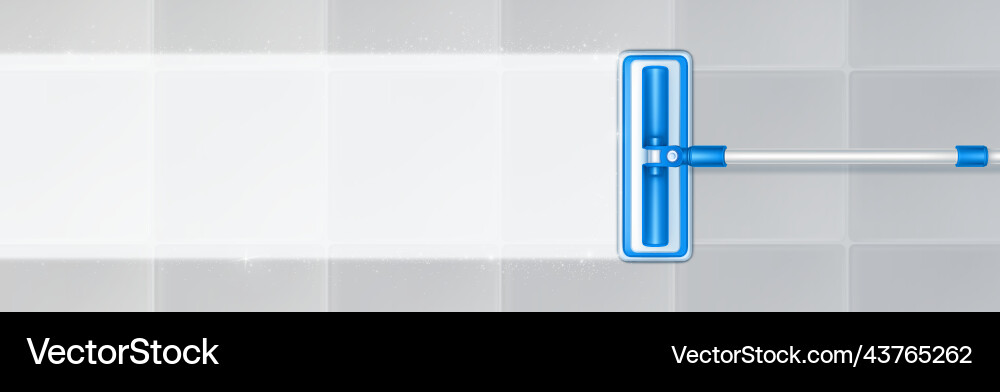Mop cleaning dirty tiled floor realistic image Vector Image