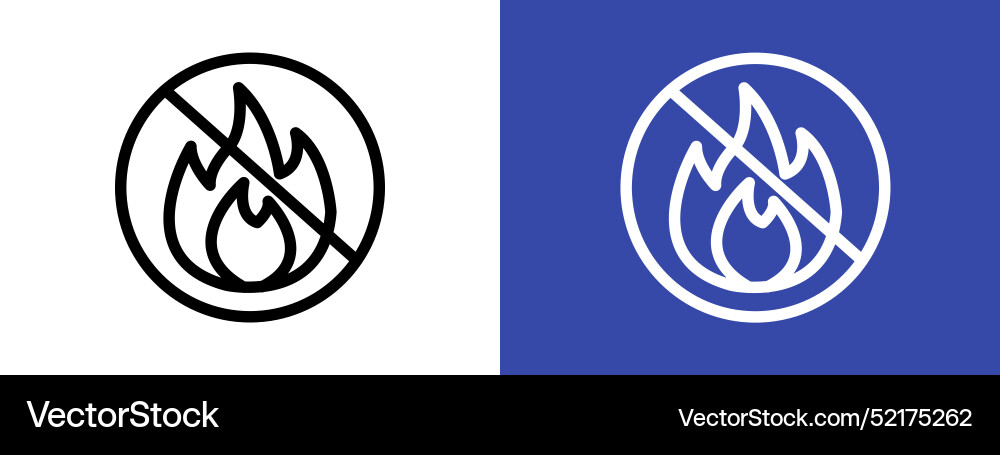 No fire logo sign set outline Royalty Free Vector Image