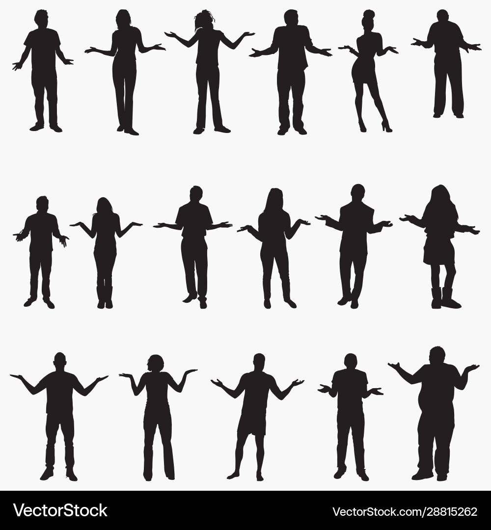 People shrugging silhouettes Royalty Free Vector Image