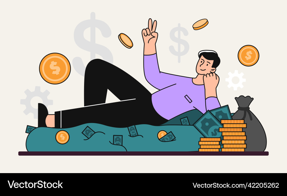 Rich man with money Royalty Free Vector Image - VectorStock