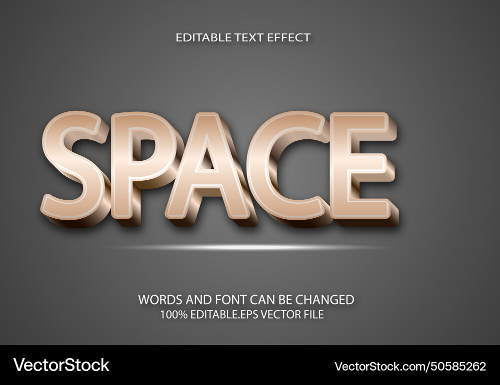 Space editable text effect 3d cartoon style Vector Image