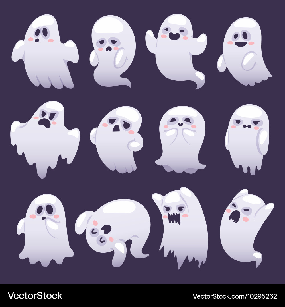 Spooky Ghost Character Set Royalty Free Vector Image