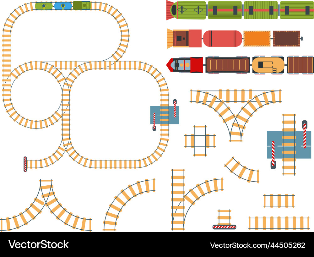 Top view railways tracks construction with toy Vector Image