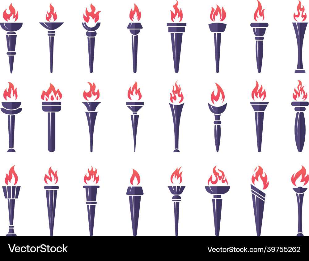 Torch collections graphic stylized flames Vector Image