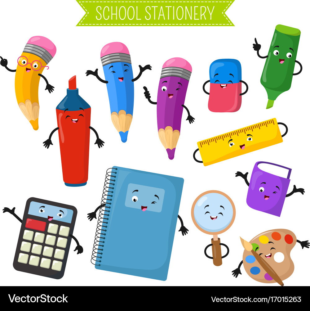 Cartoon 3d characters of school writing Royalty Free Vector