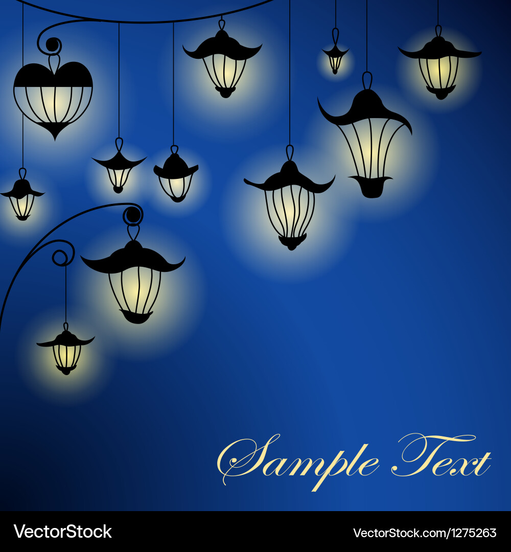 Night background with lanterns Royalty Free Vector Image