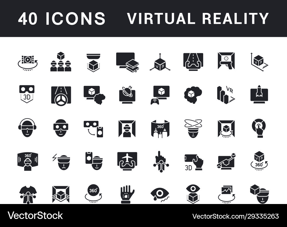 Set simple icons virtual reality Royalty Free Vector Image