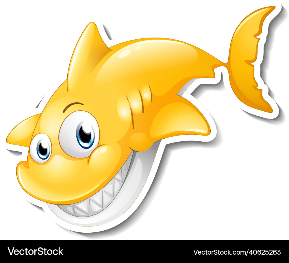Smiling shark cartoon sticker Royalty Free Vector Image