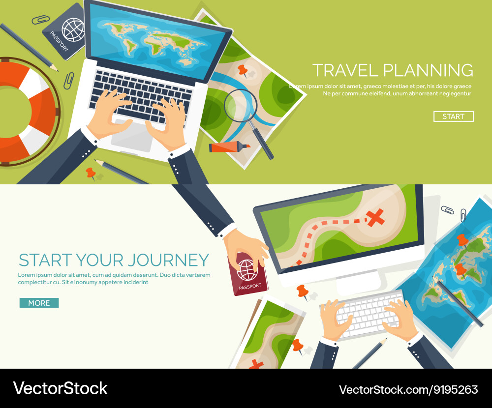 Travel and tourism flat style world earth map Vector Image