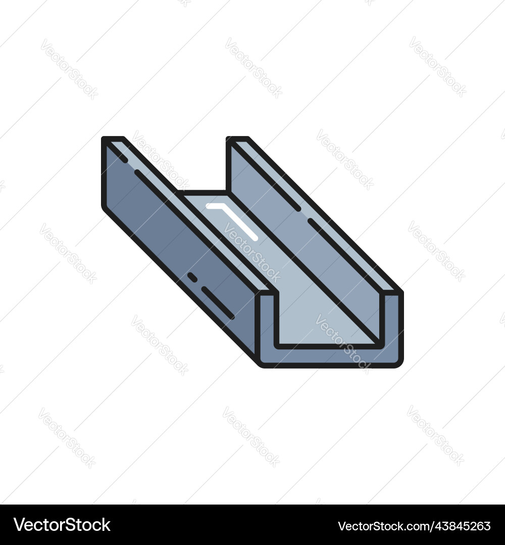 U shape equal rail profile rolled metal product Vector Image