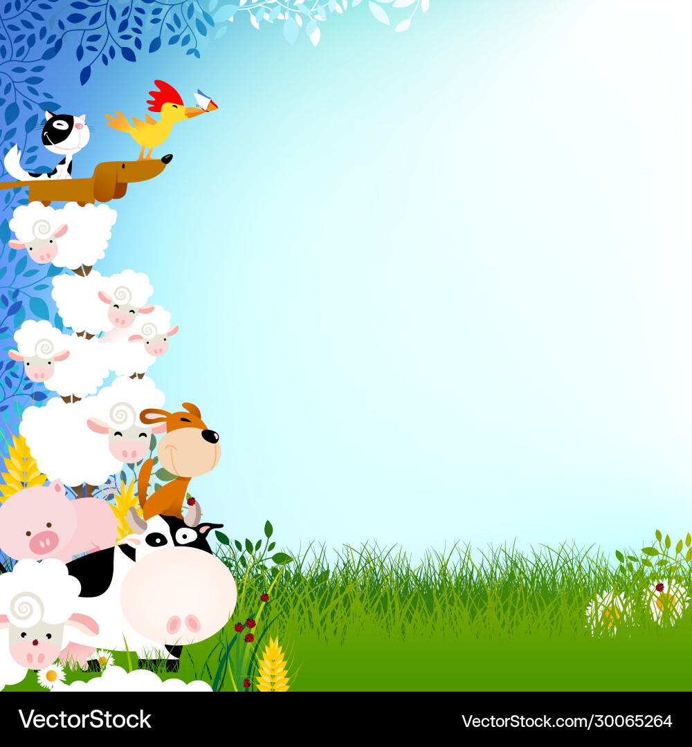 Adorable Farm Animal Frame Royalty Free Vector Image