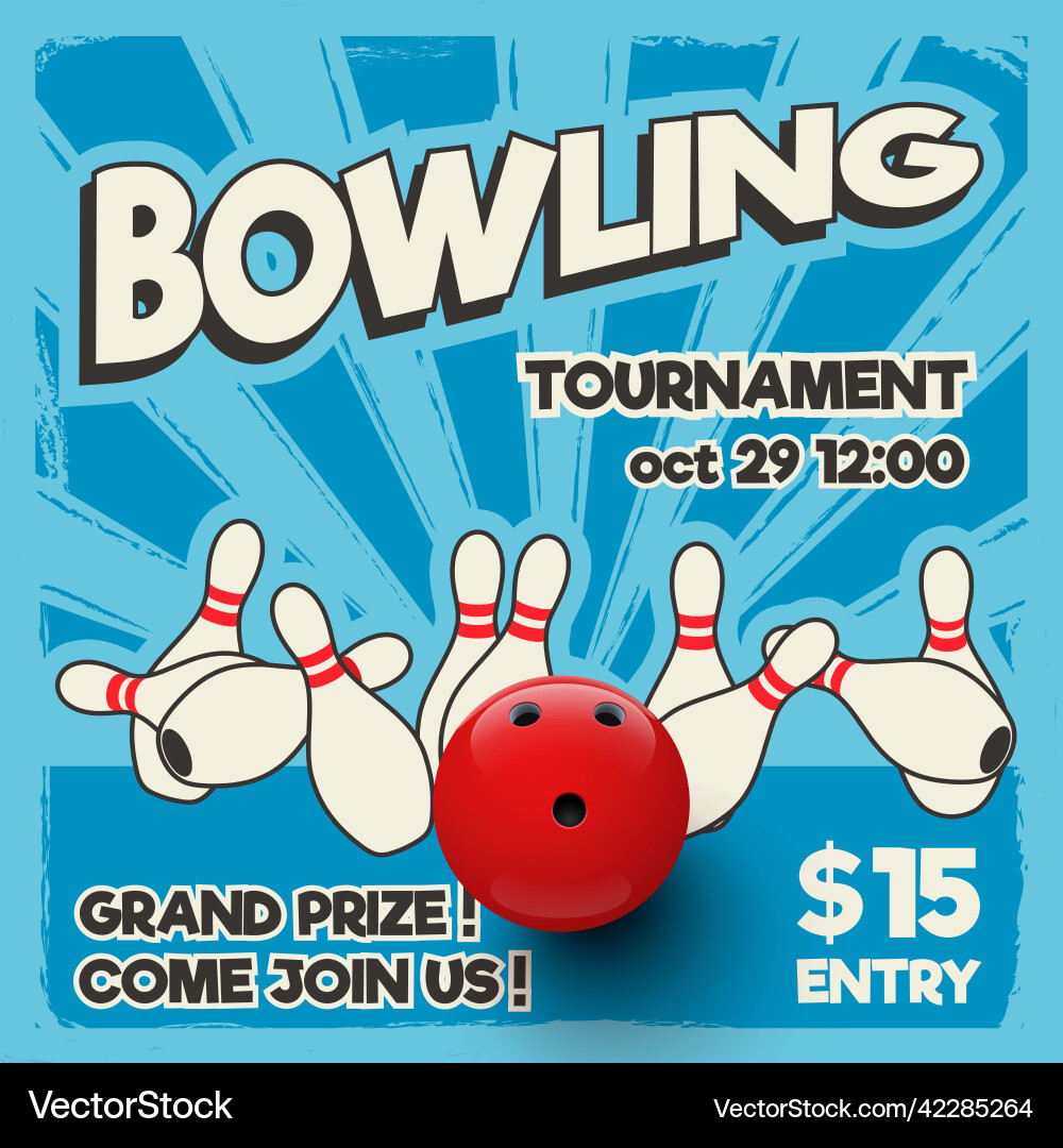 Bowling tournament design template Royalty Free Vector Image