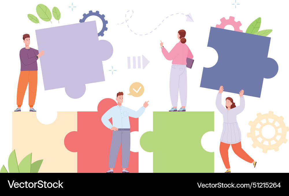 Building teamwork pieces creative partnership Vector Image