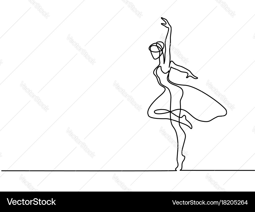 Continuous Line Ballet Dancer Royalty Free Vector Image