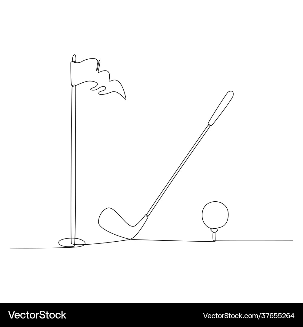 Continuous line drawing golf Royalty Free Vector Image