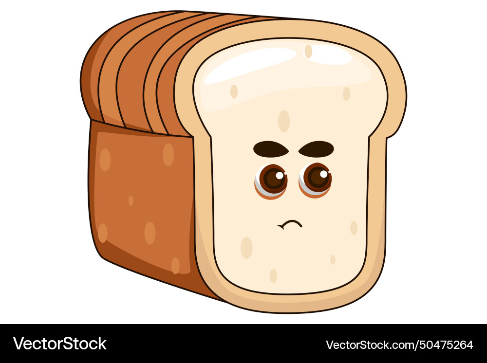 Cute bread character design Royalty Free Vector Image